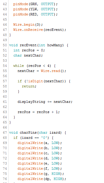 I wrote two more pieces of code, one to control the seven segment ...